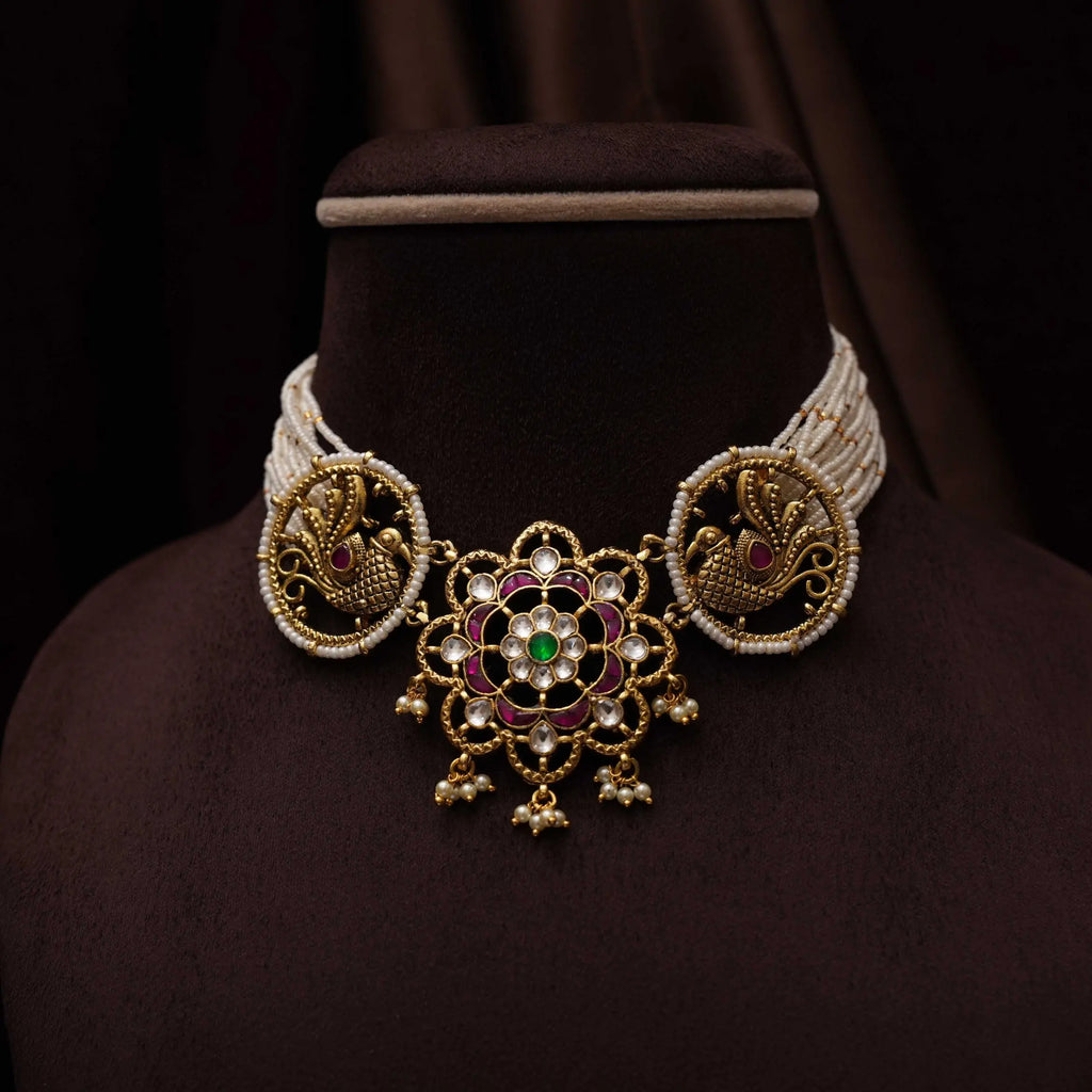 Devanshi Polki Choker - Red