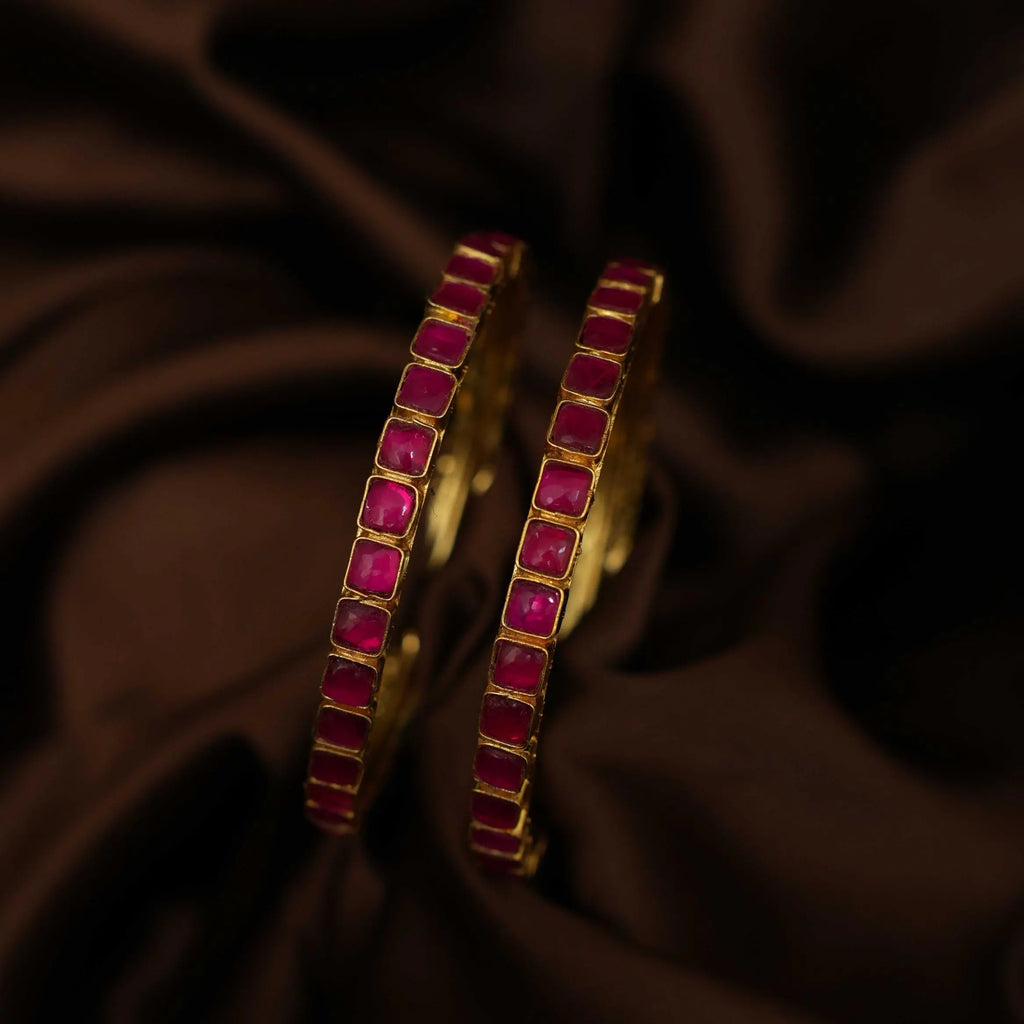Gitali Polki Bangle - Reddish Pink