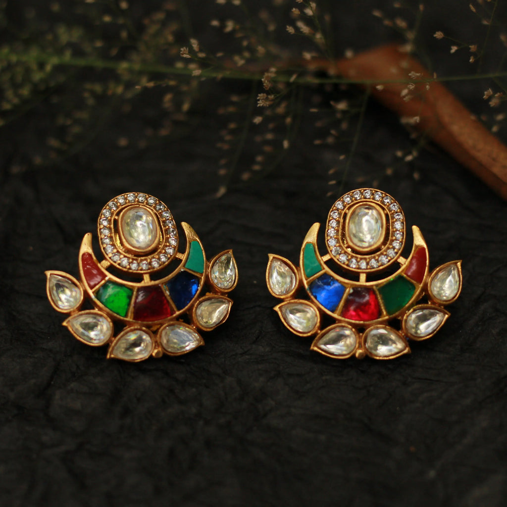 Multicolor Chand Ear Stud | Exquisite Women's Jewelry | Shop Now