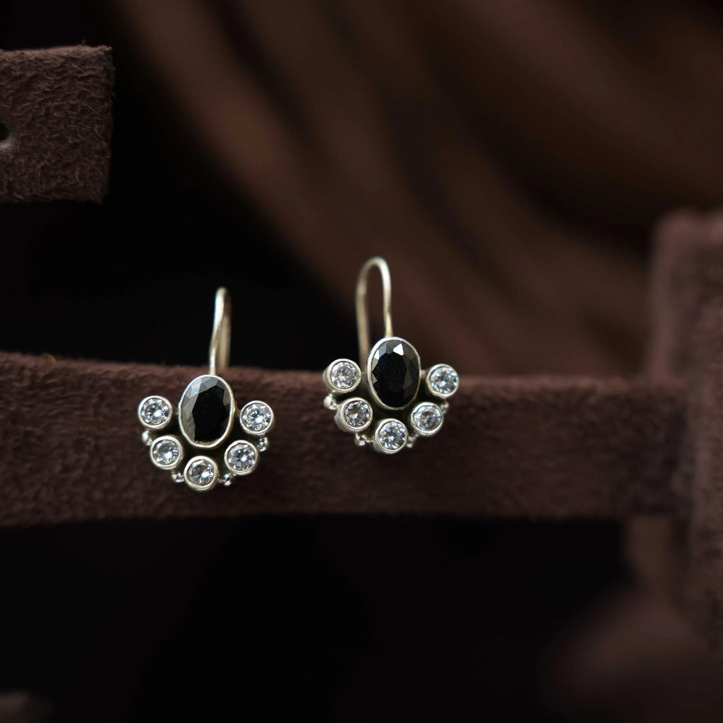 Chaya Silver Oxidised Earrings - Black