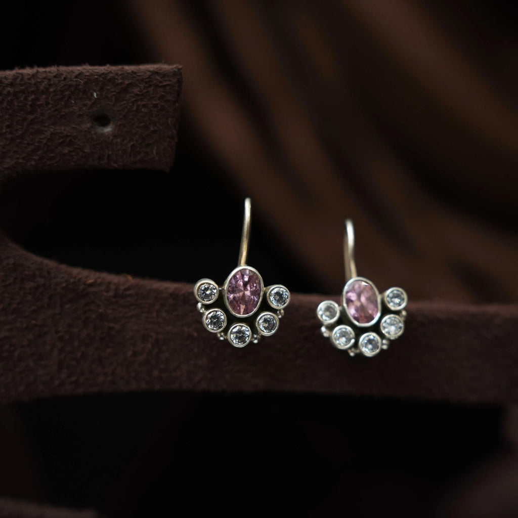 Chaya Silver Oxidised Earrings - Pastel Pink