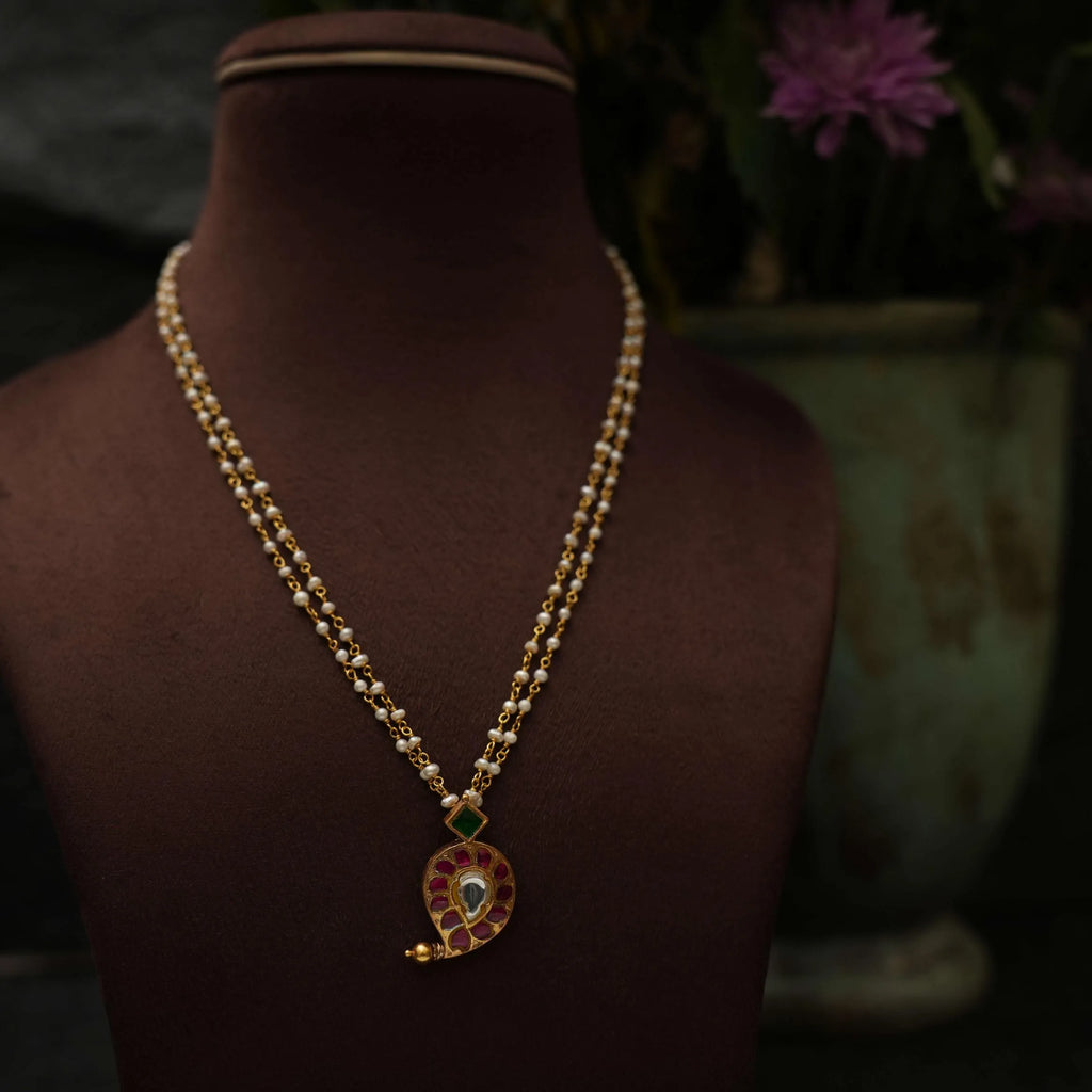 Geetu Silver Pearl Mango Chain