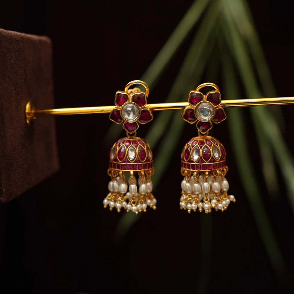 Haveena Silver Jhumka Earrings