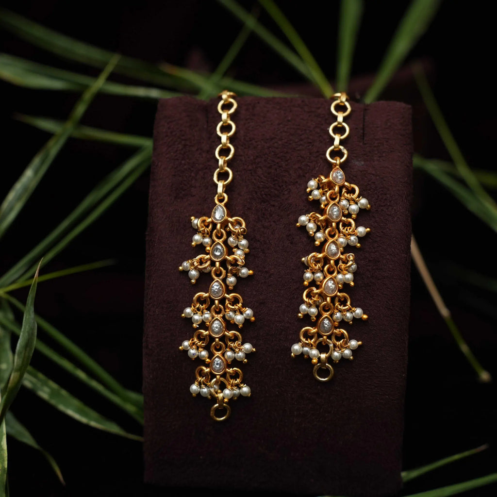 Julia Silver Ear Chain - White