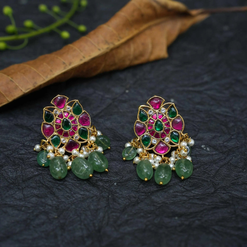 Mega Polki Ear Stud - Green