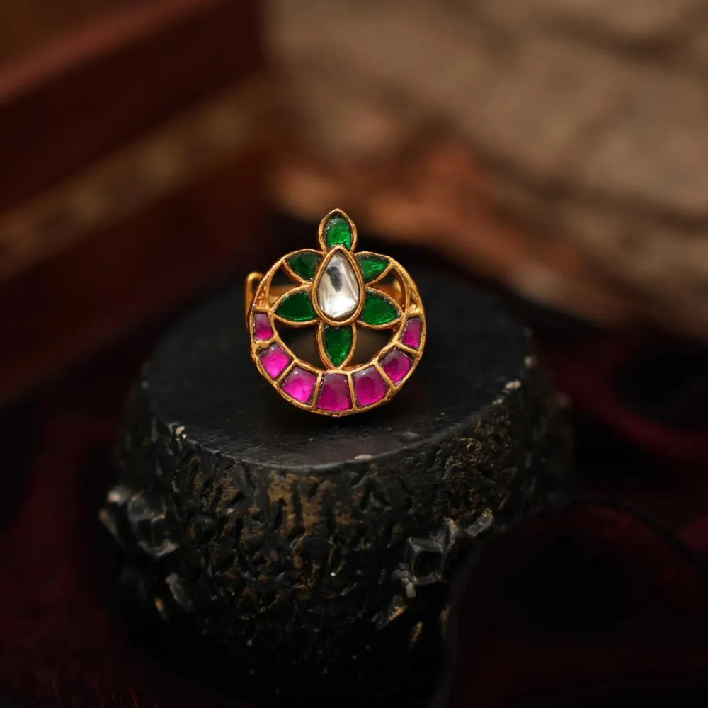 Green Rubi Polki Ring | Perfect for Every Occasion
