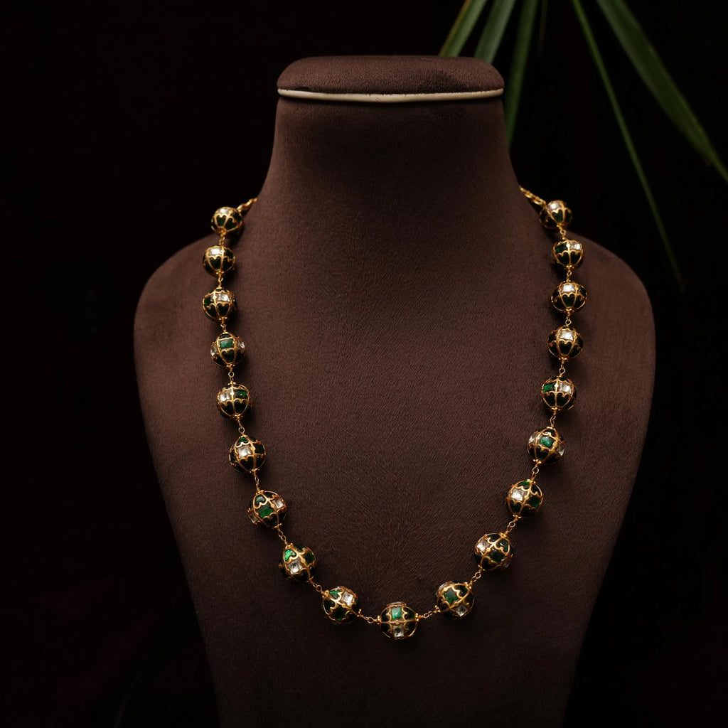 Green Veida Silver Beaded Necklace | Perfect for Every Women