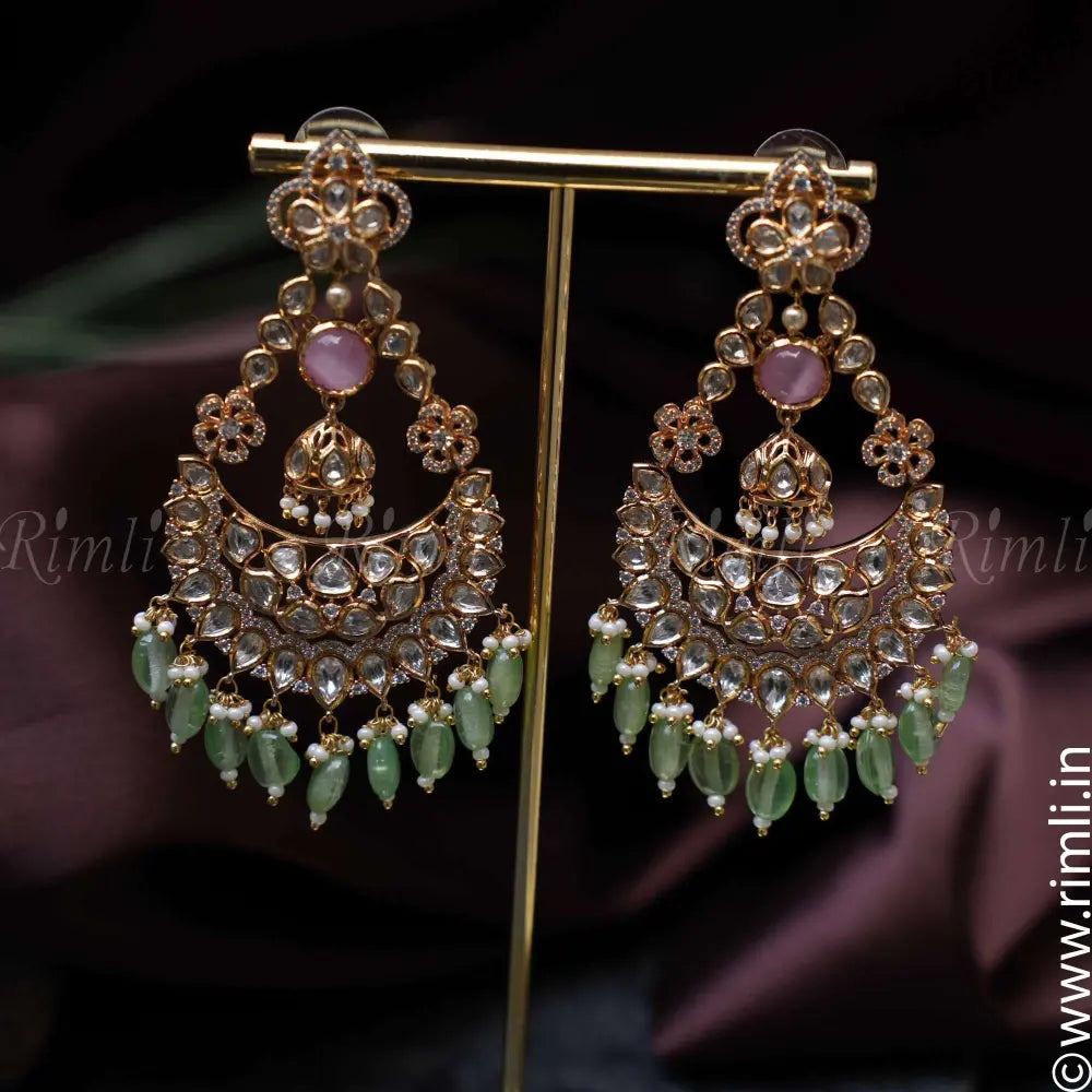 Aashitha Pastel Green Chandbali Earrings